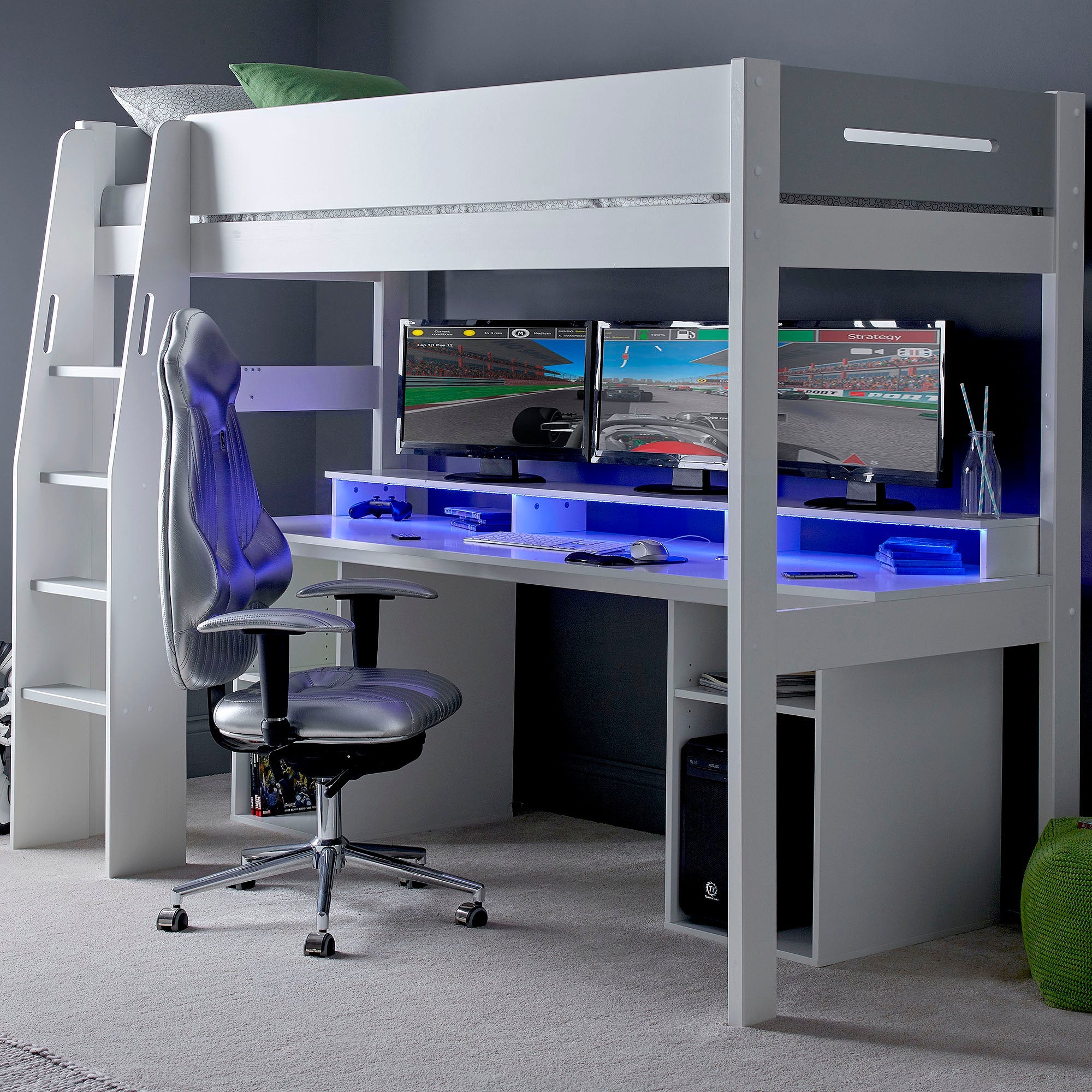 High sleeper gaming bed with desk store